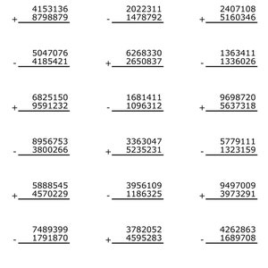 Addition & Subtraction Worksheets: 6-9 Digit Problems (digital Download ...