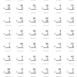 Division Vertically Arranged Division Facts to 100. Vertical Division ...