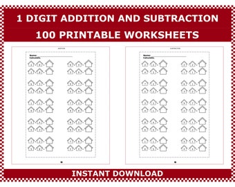 Mixed Single Digit Addition and Subtraction Worksheets - Etsy Canada