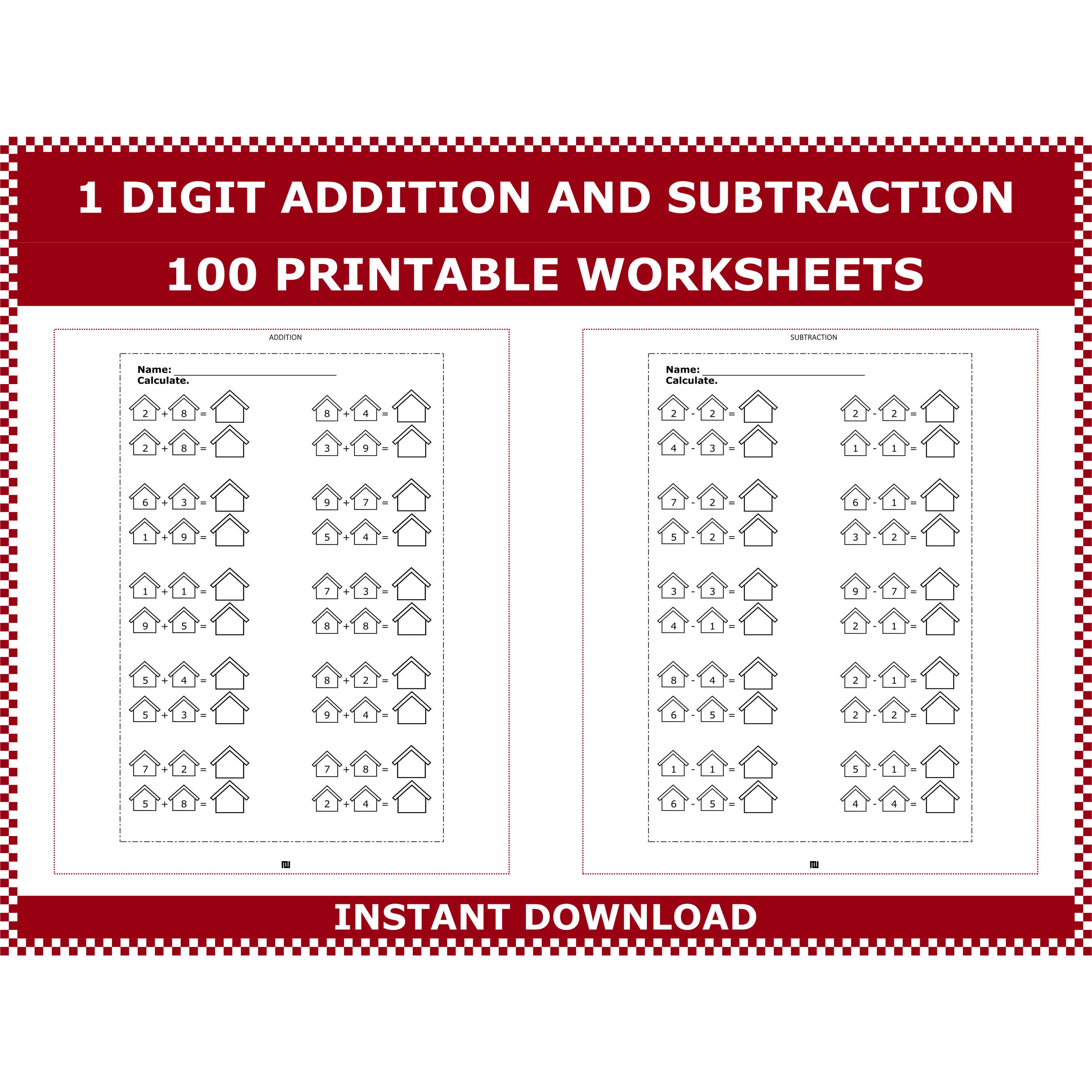 Addition and Subtraction Worksheets. 1 Digit Addition. Adding and ...