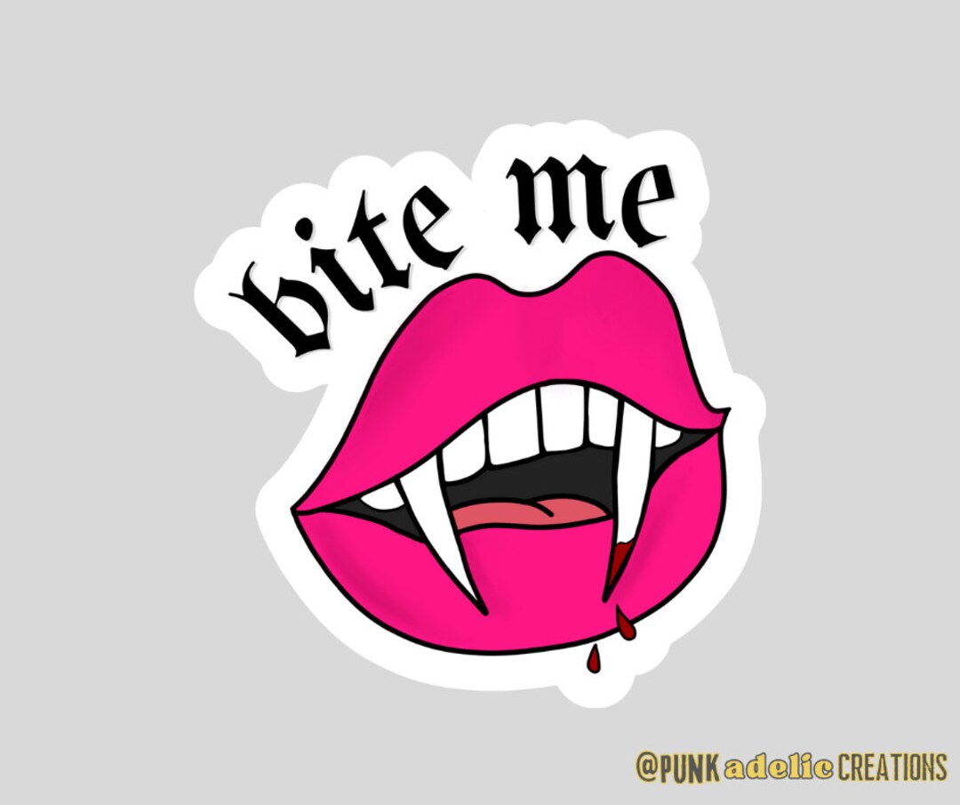 Bite Me Sticker Vampire Bite Halloween Sticker Halloween - Etsy