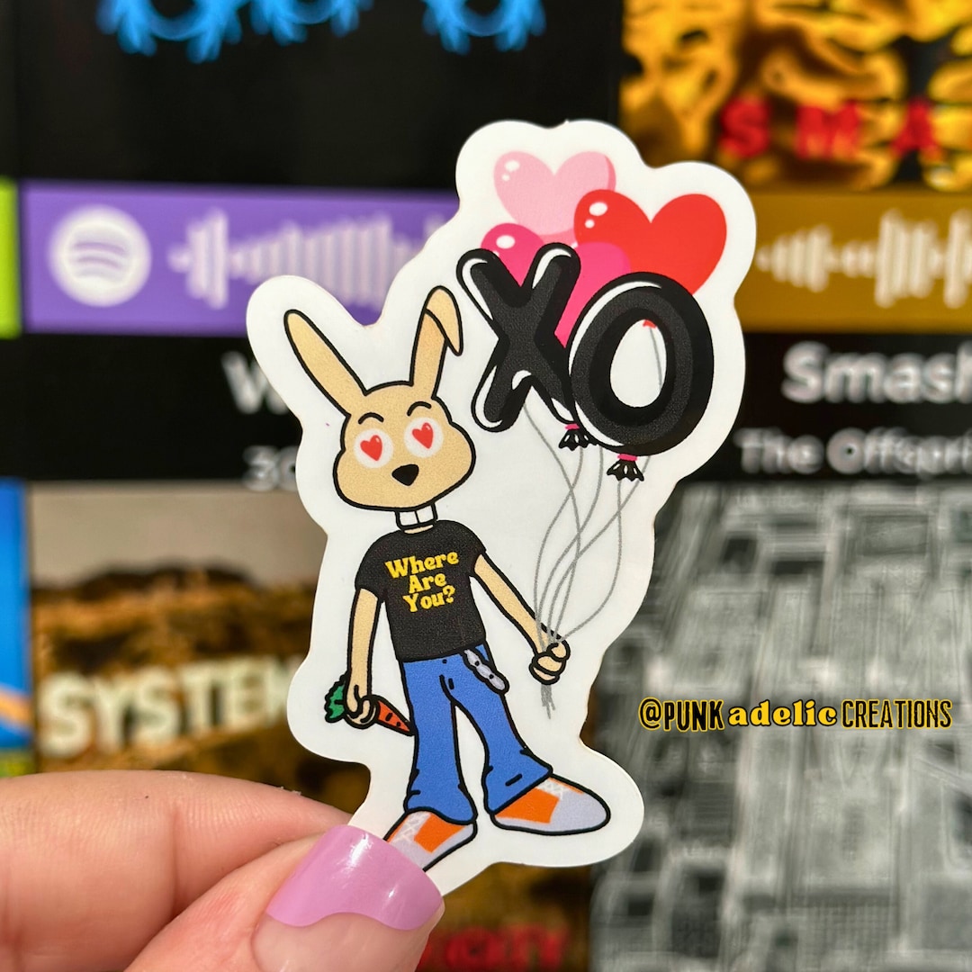 Valentine's Day Blink-182 Bunny Sticker, Blink-182 Sticker, Emo Couples ...