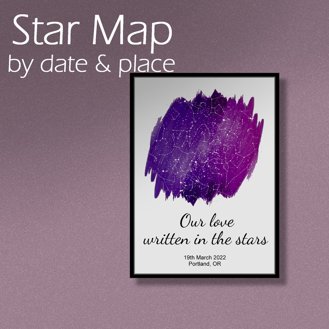 Custom Star Map by Date, Night Sky Poster, Custom Star Chart by Date ...