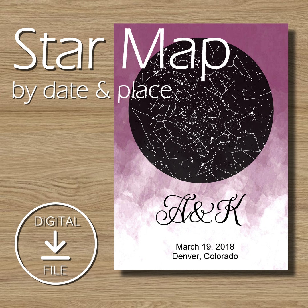 Unique Star Map by Date and Place Custom Constellation Chart - Etsy