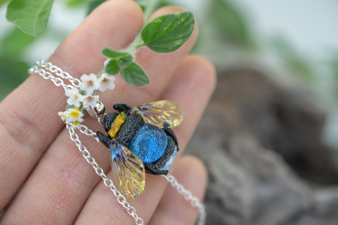 Bumble Bee Jewelry Blue Bee Necklace Bee Gift Cottagecore Jewelry for ...