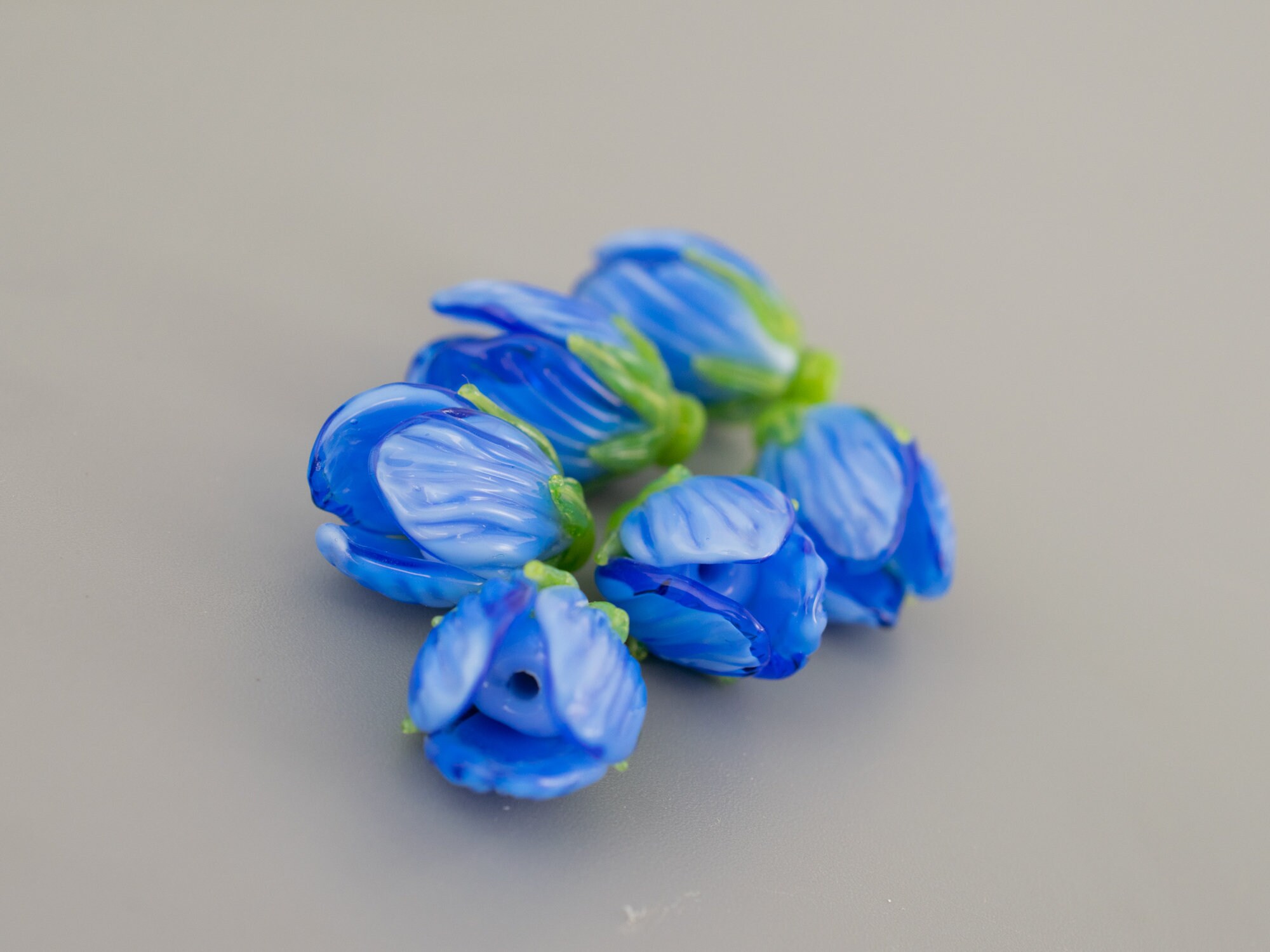 Blue Flower Beads Jewelry Making Kit Diy Glass Beads Murano Etsy