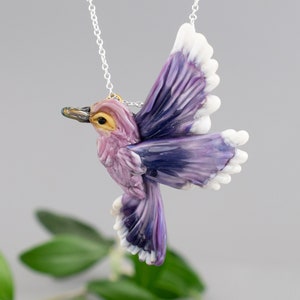 Hummingbird Necklace Purple Bird Necklace Handmade Lampwork Glass ...