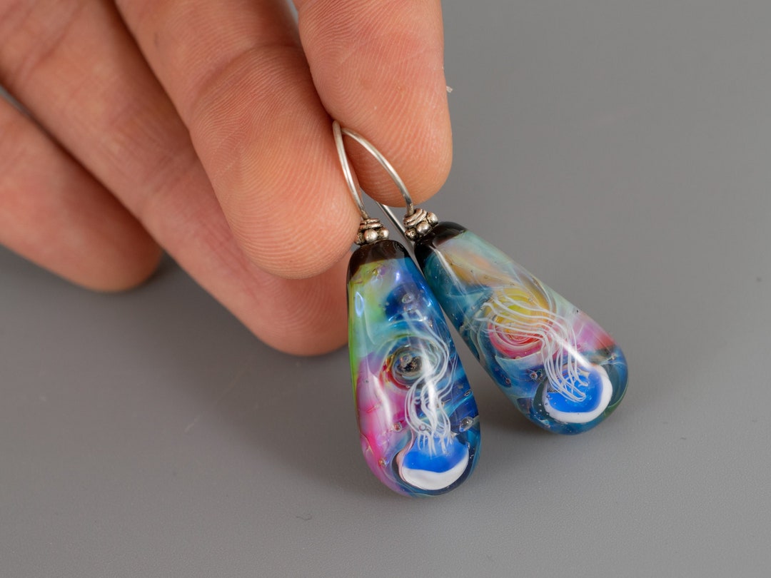 Handmade Glass Earrings Jellyfish Earrings for Women Lampwork Glass ...