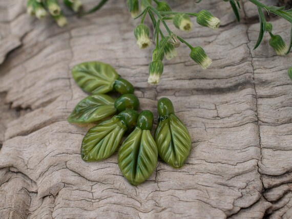 Floral Leaves Beads Set of 5pc DIY Kit Glass Beads for | Etsy