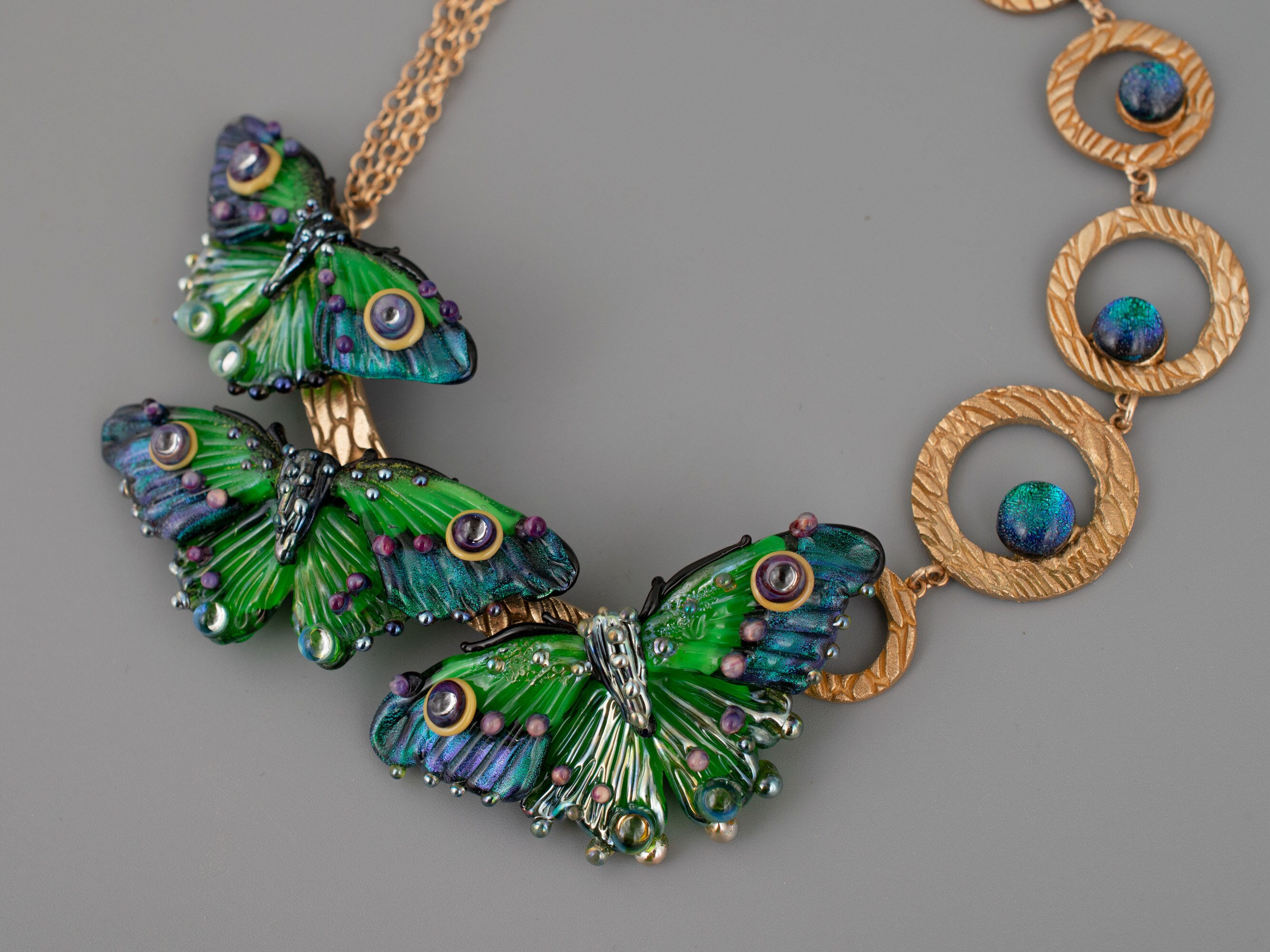 Butterfly Necklace Handamde Jewelry Wedding Green Blue Red Butterfly ...