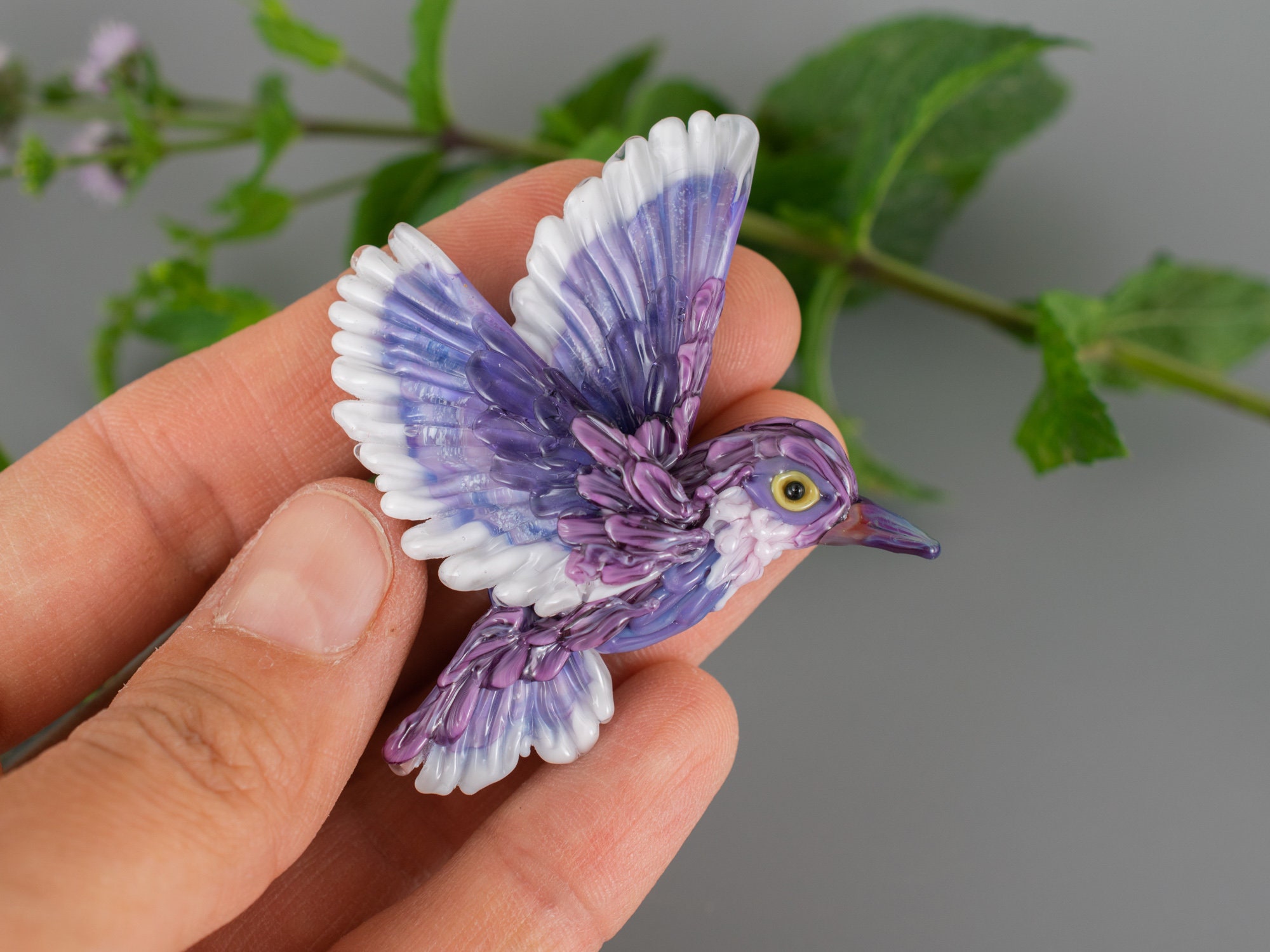 Bird Brooch Pin Hummingbird Art Jewelry Handmade Purple Bird - Etsy