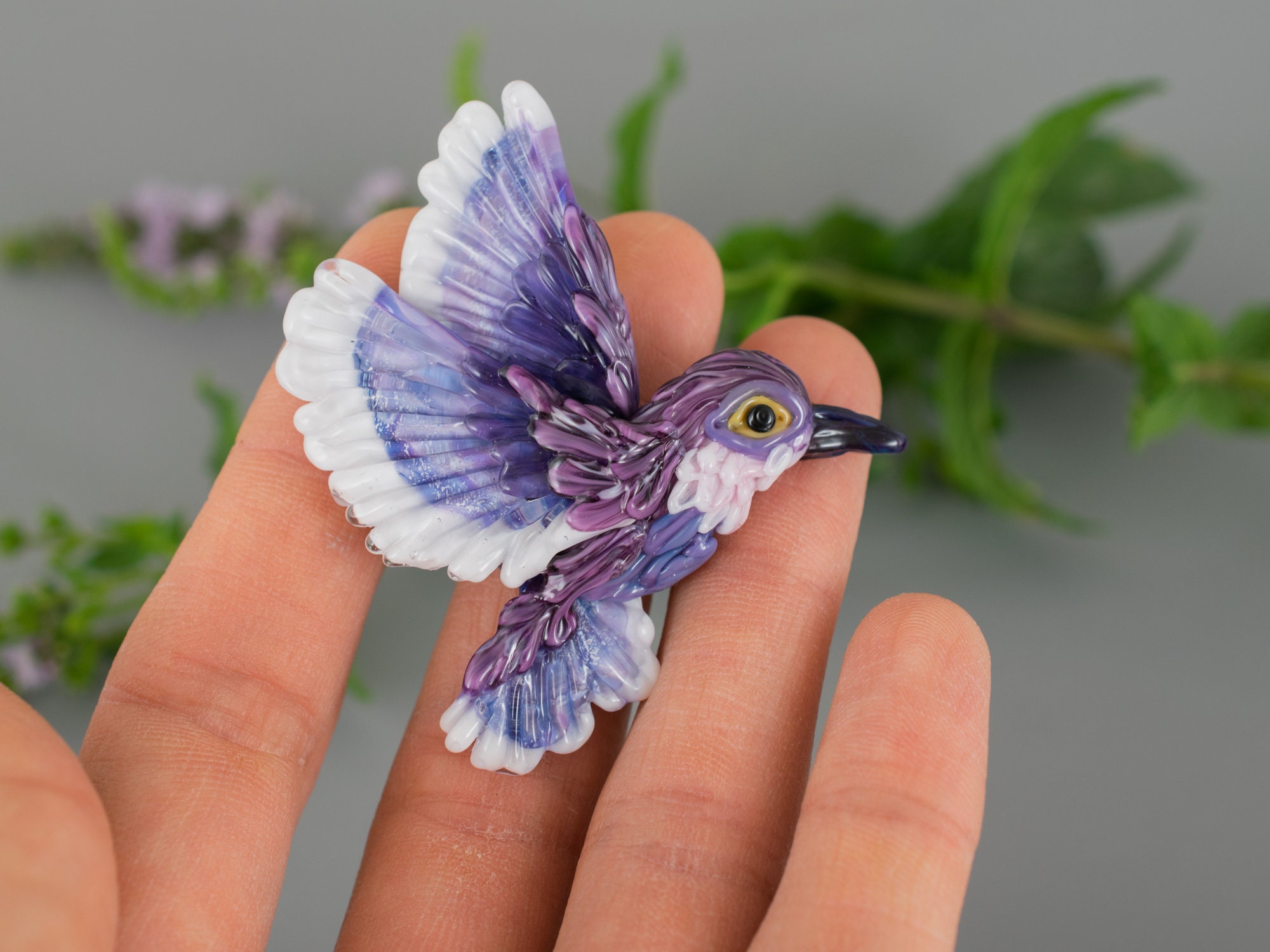 Bird Brooch Pin Hummingbird Art Jewelry Handmade Purple Bird - Etsy