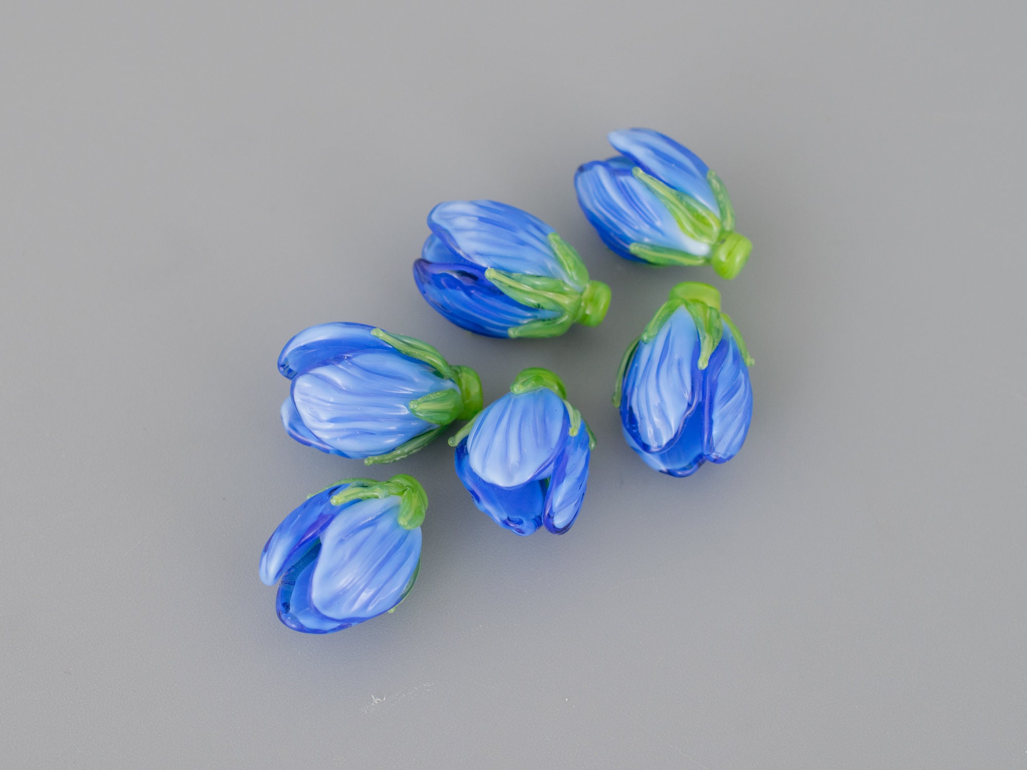 Blue Flower Beads Jewelry Making Kit Diy Glass Beads Murano Etsy