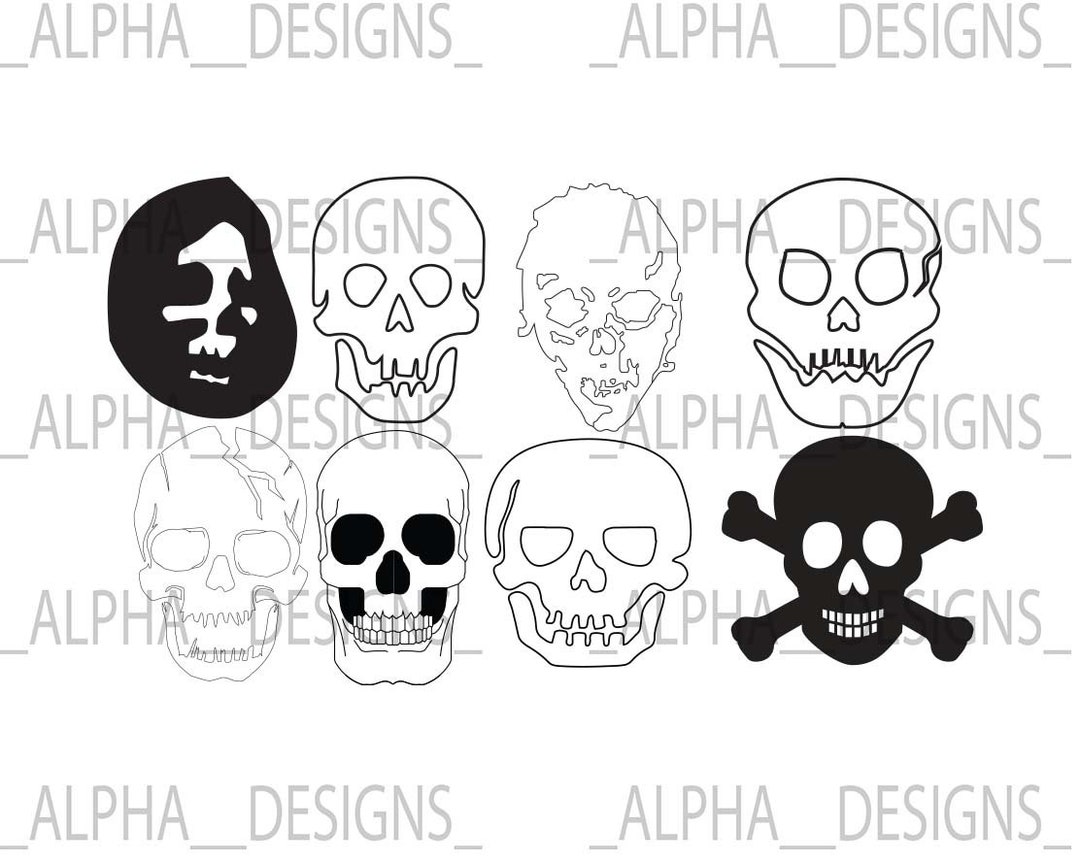 Skulls Svg Digital Download - Various Skulls, Halloween, Scary. Horror ...