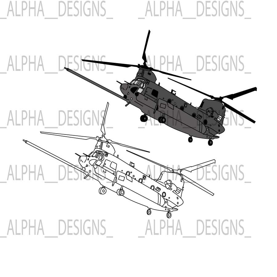 CH-47 Helicoptetr Svg Digital Download File CH-47, CH-46, Military ...