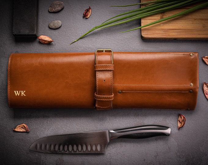 Personalized Leather Knife Roll, Custom Knife Case, Leather Organizer ...