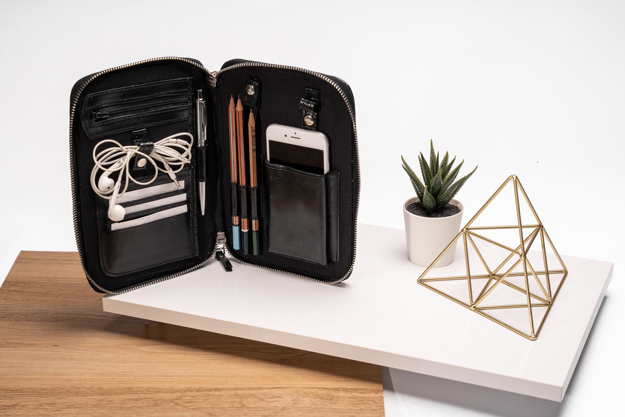 Personalized Leather Portfolio, Custom Leather Organizer 22cm X 15cm ...