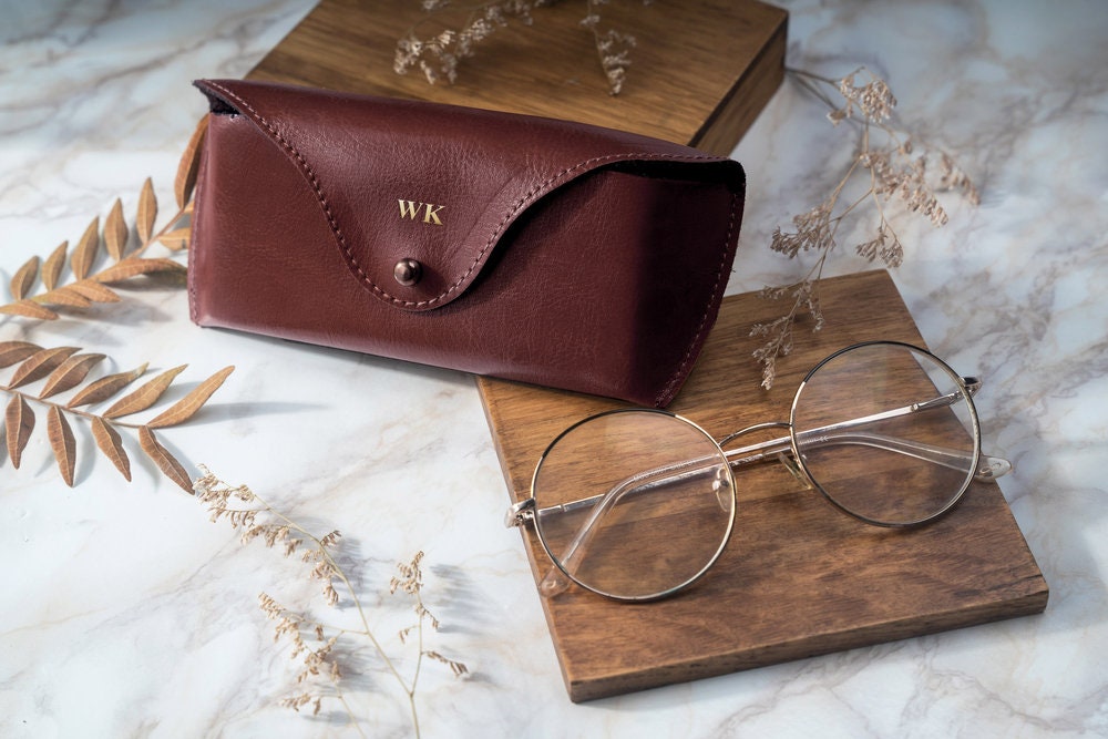 Personalized Sunglass Case, Leather Sunglasses Holder, Custom Eyeglass ...
