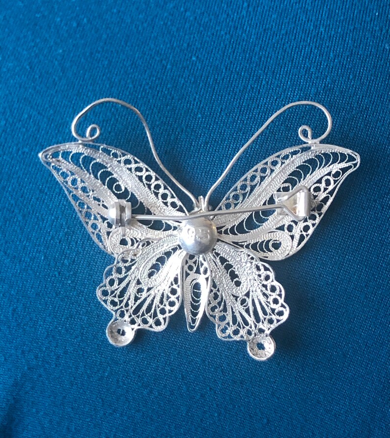 Sterling Silver Filigree Butterfly Brooch - Etsy