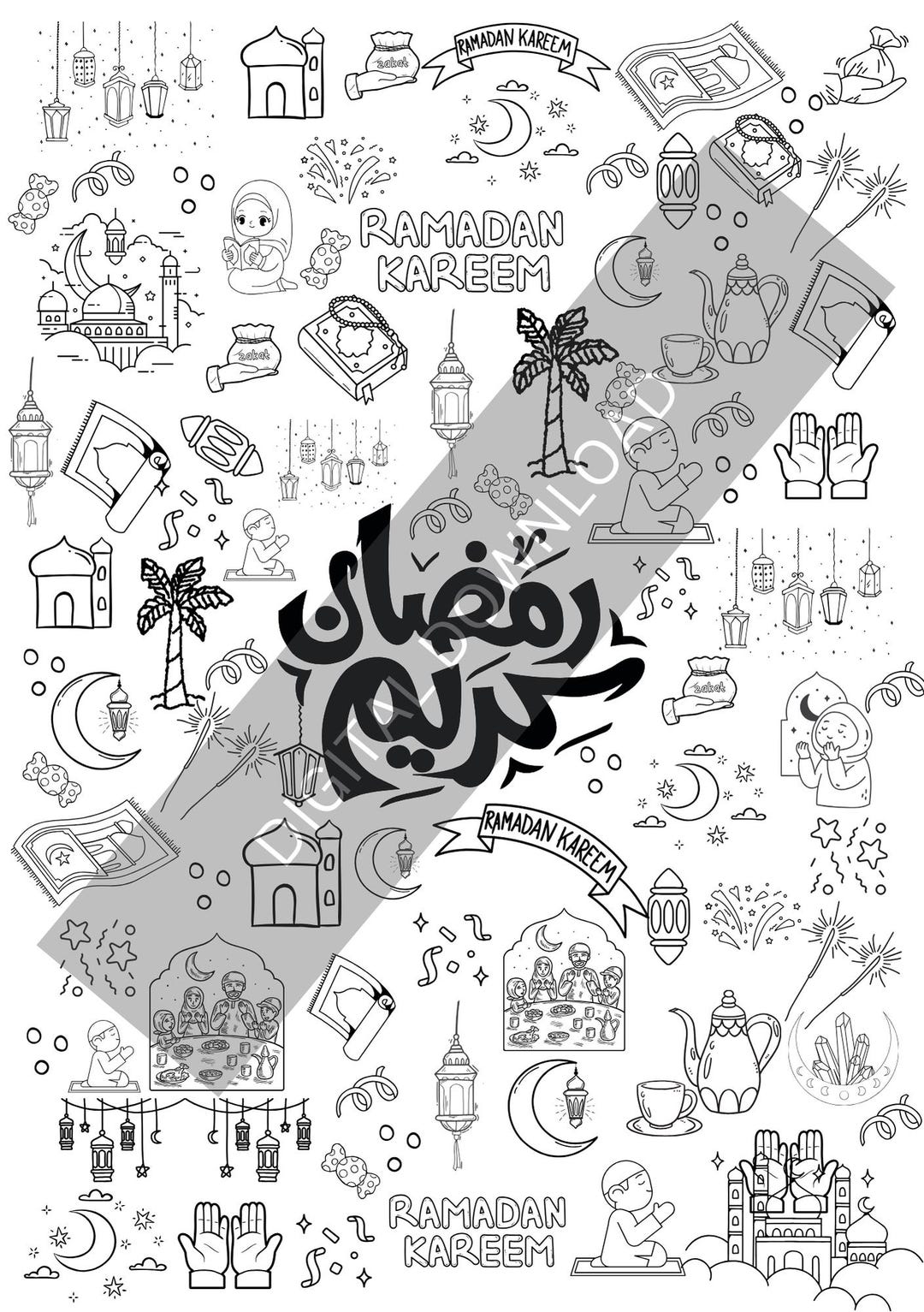 Ramadan Coloring Page for Kids – Printable Islamic Activity Sheet – Fun ...