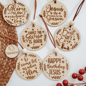 12 Faith Engraved Wooden Ornaments, Christmas Ornament Set, Christian ...