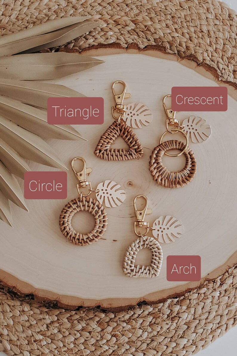 RATTAN Keychain Monstera Keychain Boho Style Bag Charm - Etsy
