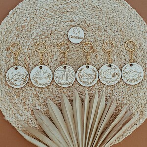 Mountain Keychains | Boho Landscape Keychain | Engraved Wood Keychain ...