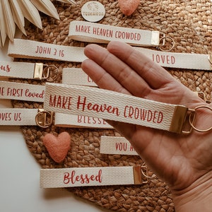 Love Faith Wristlet Key Fob, Christian Keychain Christian Gift, Fabric ...