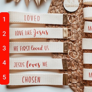 Love Faith Wristlet Key Fob, Christian Keychain Christian Gift, Fabric ...