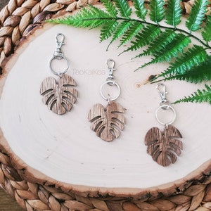 MONSTERA Keychain | WOOD Boho Keychain | Plant Keychain | Teokaikoa - Etsy