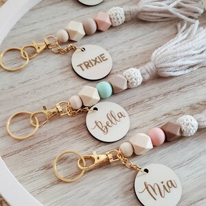 Name Bead Tassel Keychain | Personalized Boho Keychain | Name Keychain ...
