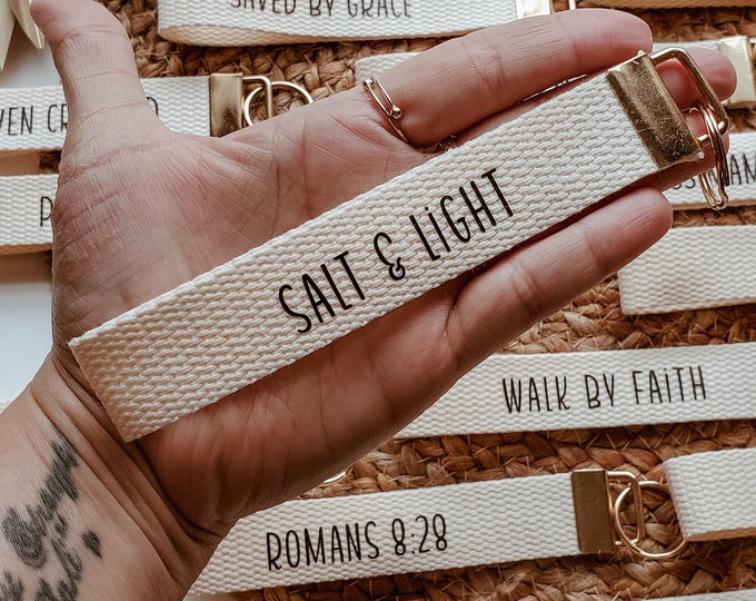 Faith Wristlet Key Fob, Christian Keychain Christian Gift, Fabric ...
