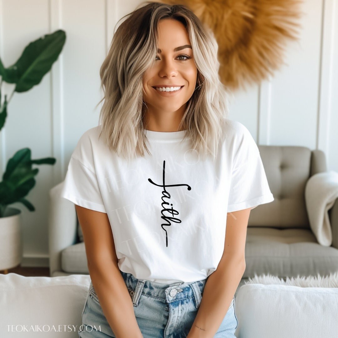 Faith Cross Logo, Faith Shirt for Women, Cute Christian Shirt for Her ...