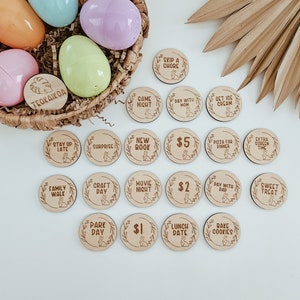 20 Engraved Easter Egg Tokens Wooden Minimalist Tokens Kids Easter Egg ...