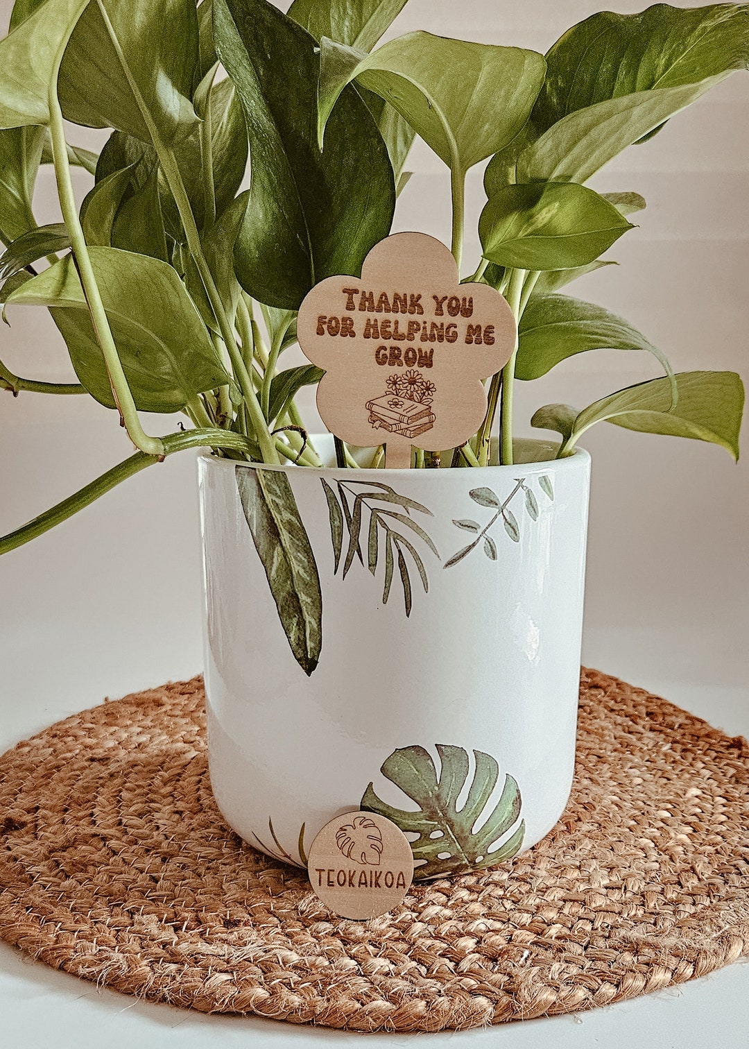 Teacher Plant Stakes, Thank You for Helping Me Grow, Wooden Engraved ...