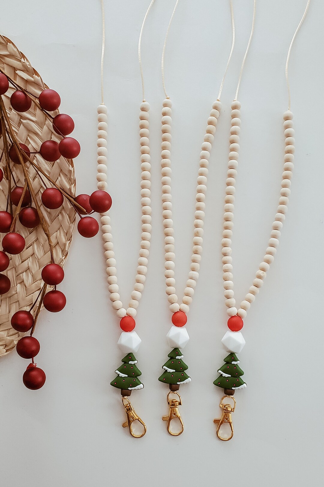 Beaded Christmas Tree Lanyard Teacher Lanyard Christmas - Etsy