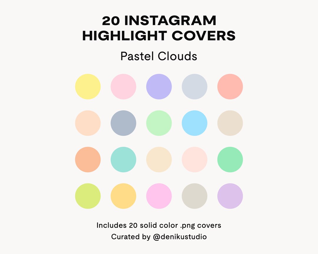 Instagram Story Highlight Covers - Pastel Clouds, 20 Solid Color ...