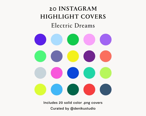 Instagram Story Highlight Covers Electric Dreams. 20 Solid | Etsy