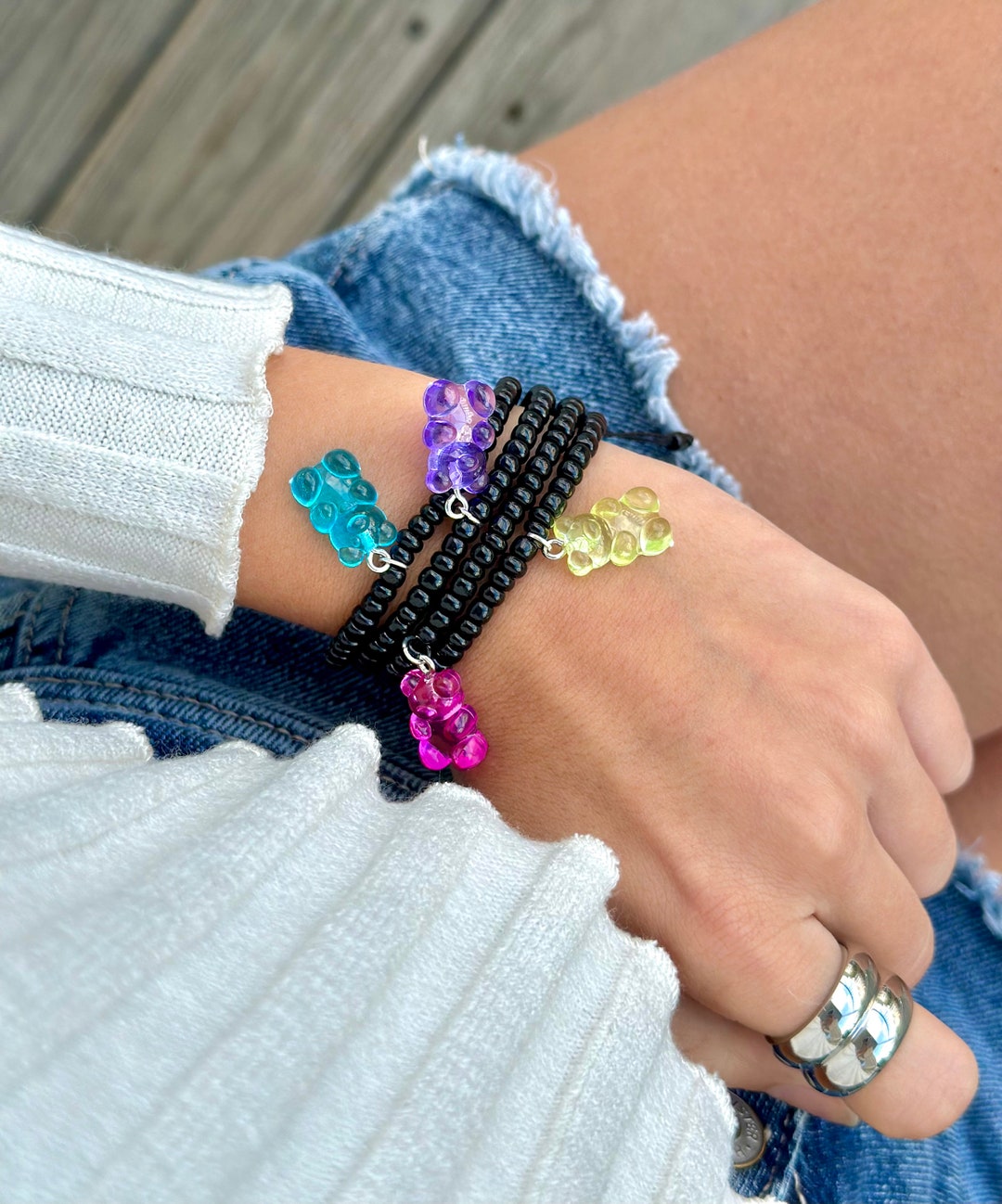 Teddy Bear Bracelet, Silver Jewelry, WATERPROOF, Handmade, BFF Bracelet ...