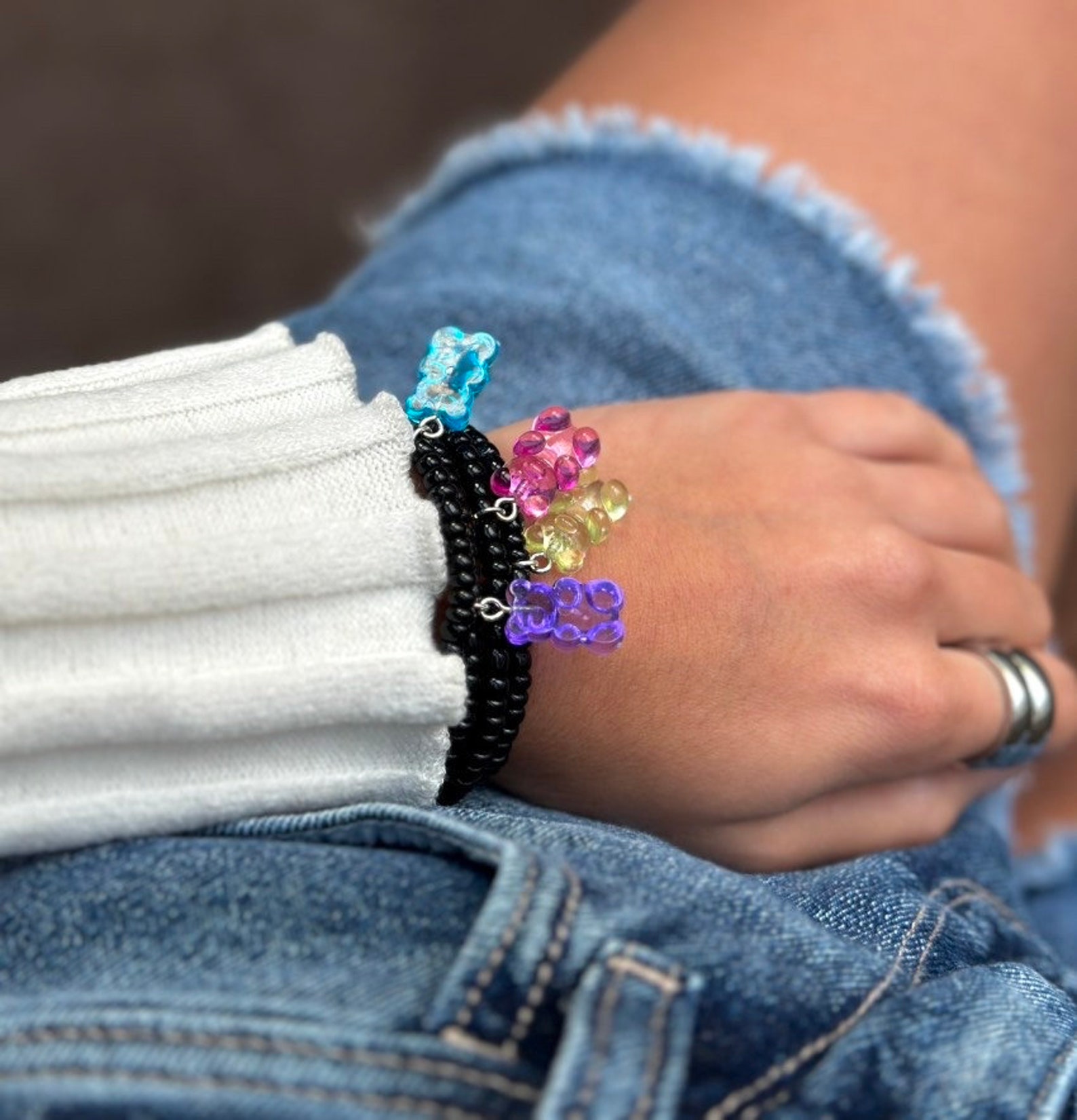 Teddy Bear Bracelet, Silver Jewelry, WATERPROOF, Handmade, BFF Bracelet ...