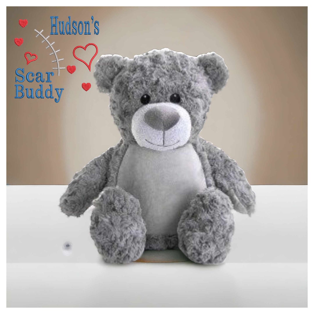 Grey Bear Scar Buddy CHD, Heart Awareness Bear, Heart Surgery Bear, CHD ...