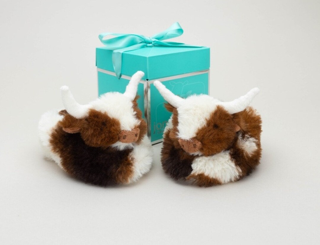 Texas Longhorn Cow Slippers With Gift Box, Baby Slippers, Baby Gift ...