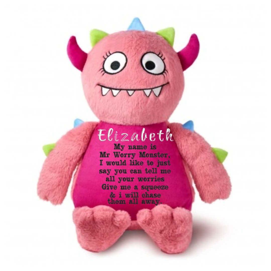 Personalised Worry Monster Teddy | Custom Anxiety Relief Plush ...