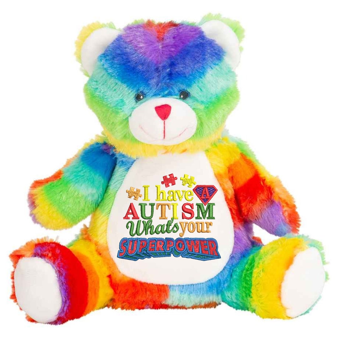 Personalised Teddy, Autism, Bear Stuffie, Worry Bear, Autism Bear ...