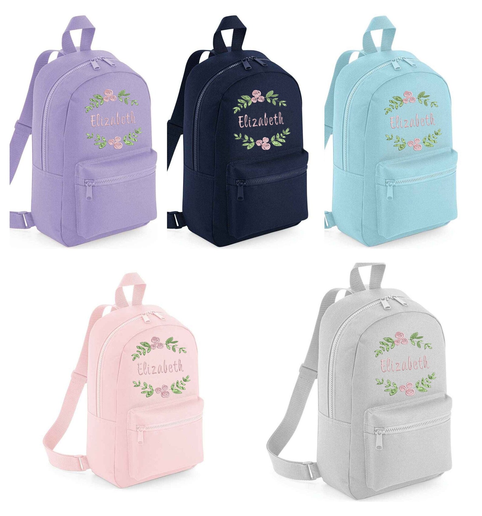 Flower Frame Backpack, Personalised Embroidered Girls Bag, Back to ...
