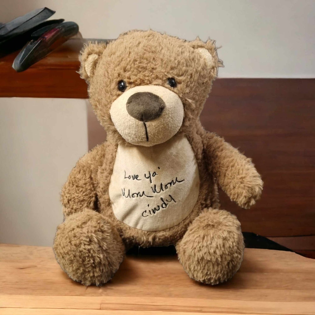 Memorial Bear, Loved Ones Hand Writing Embroidered on A Bear ...