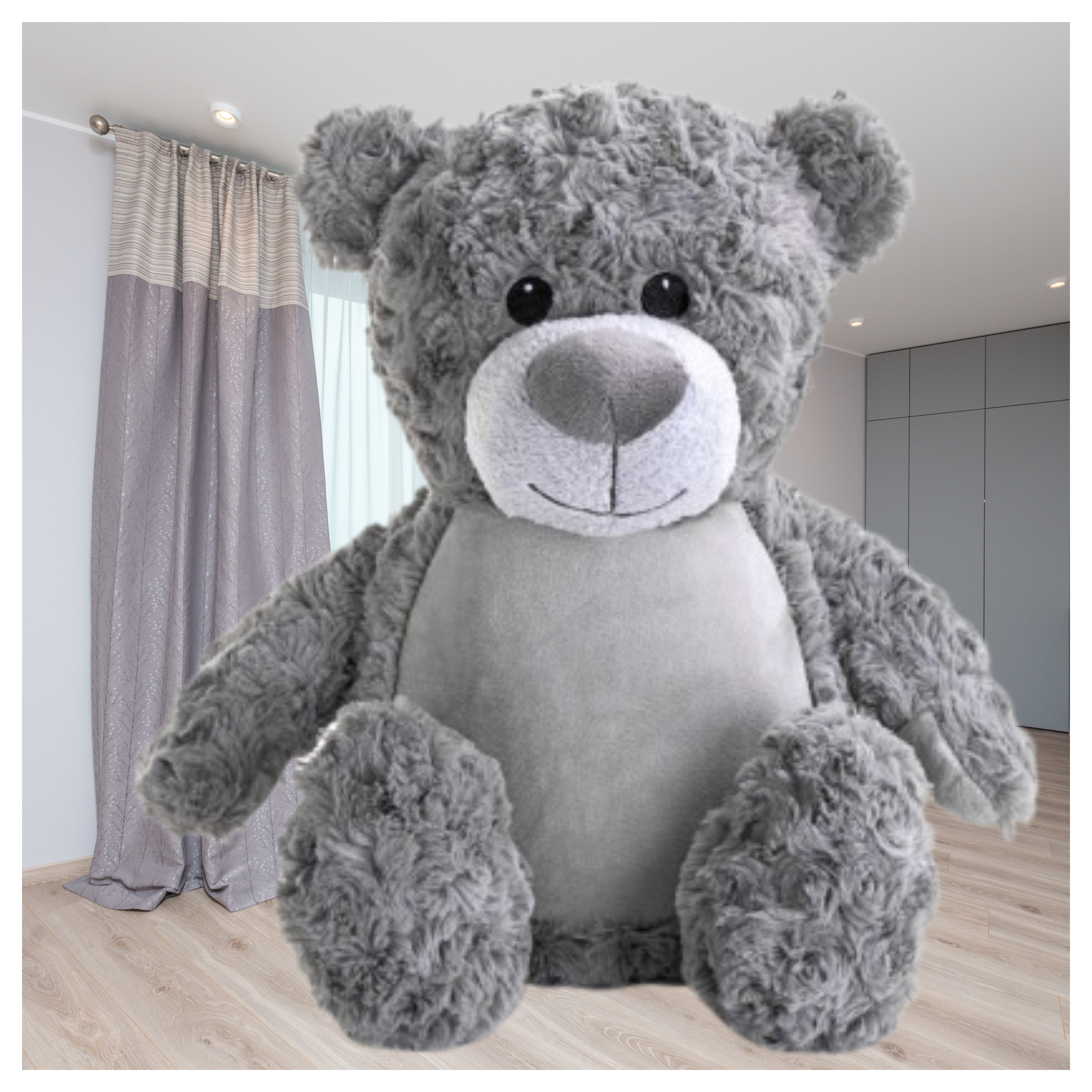 Personalised Embroidered Grey Teddy Bear Soft Toy New Baby or - Etsy UK