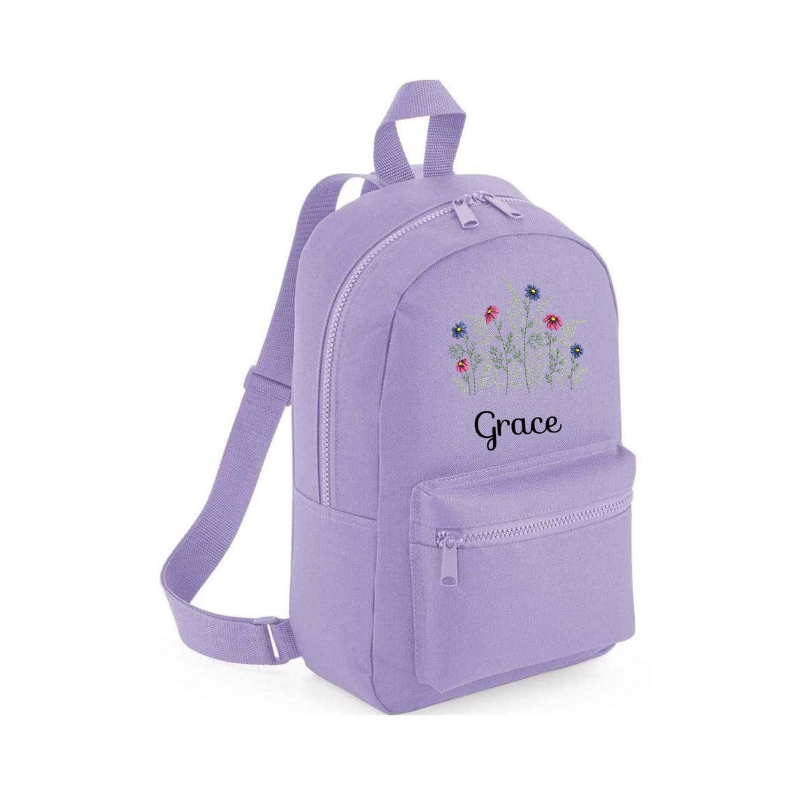 Wild Flowers Personalised Girls Backpack, Embroidered Kids Bag, Back to ...