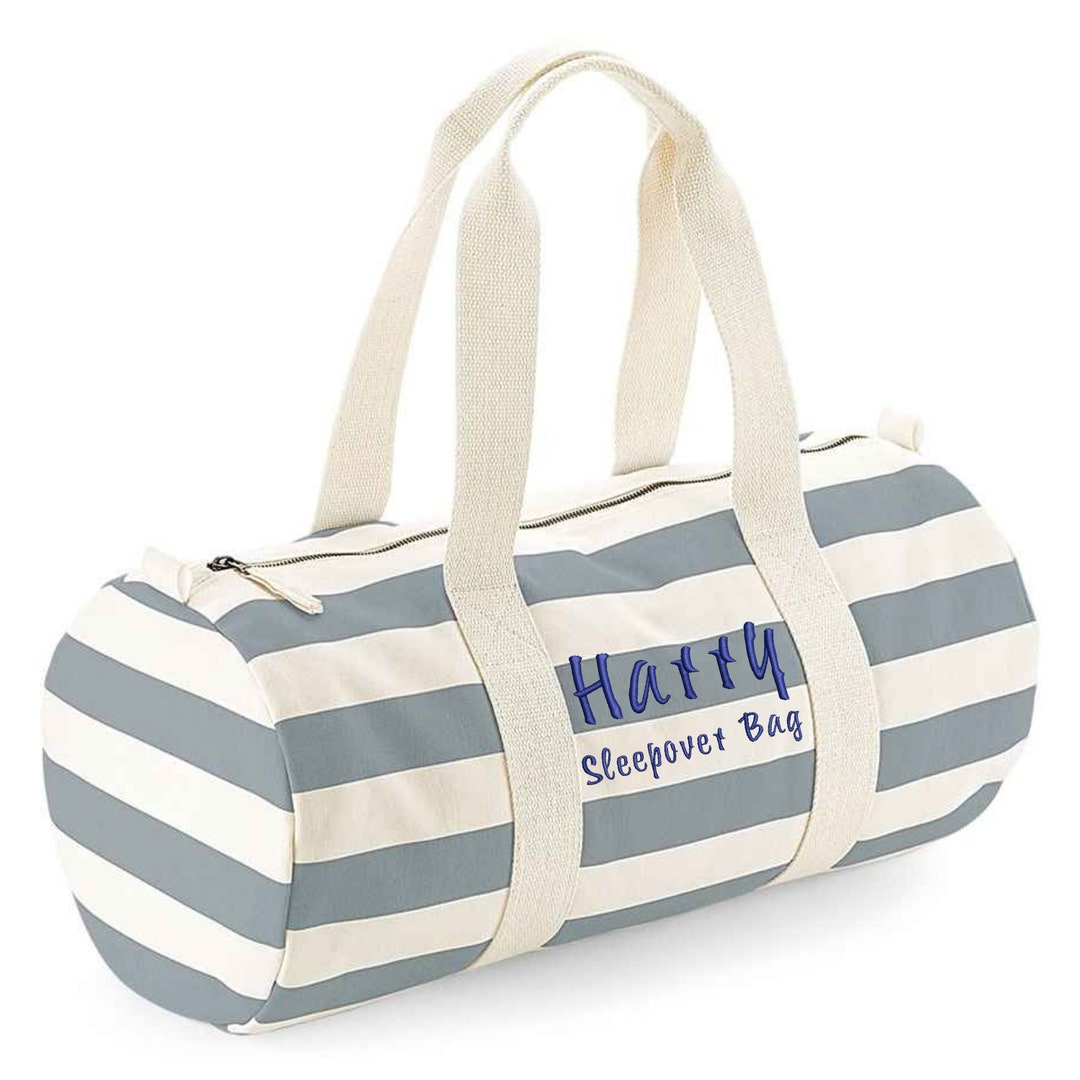 Personalized Kids Sleepover Bag: Striped Cotton Canvas Holdall - Etsy