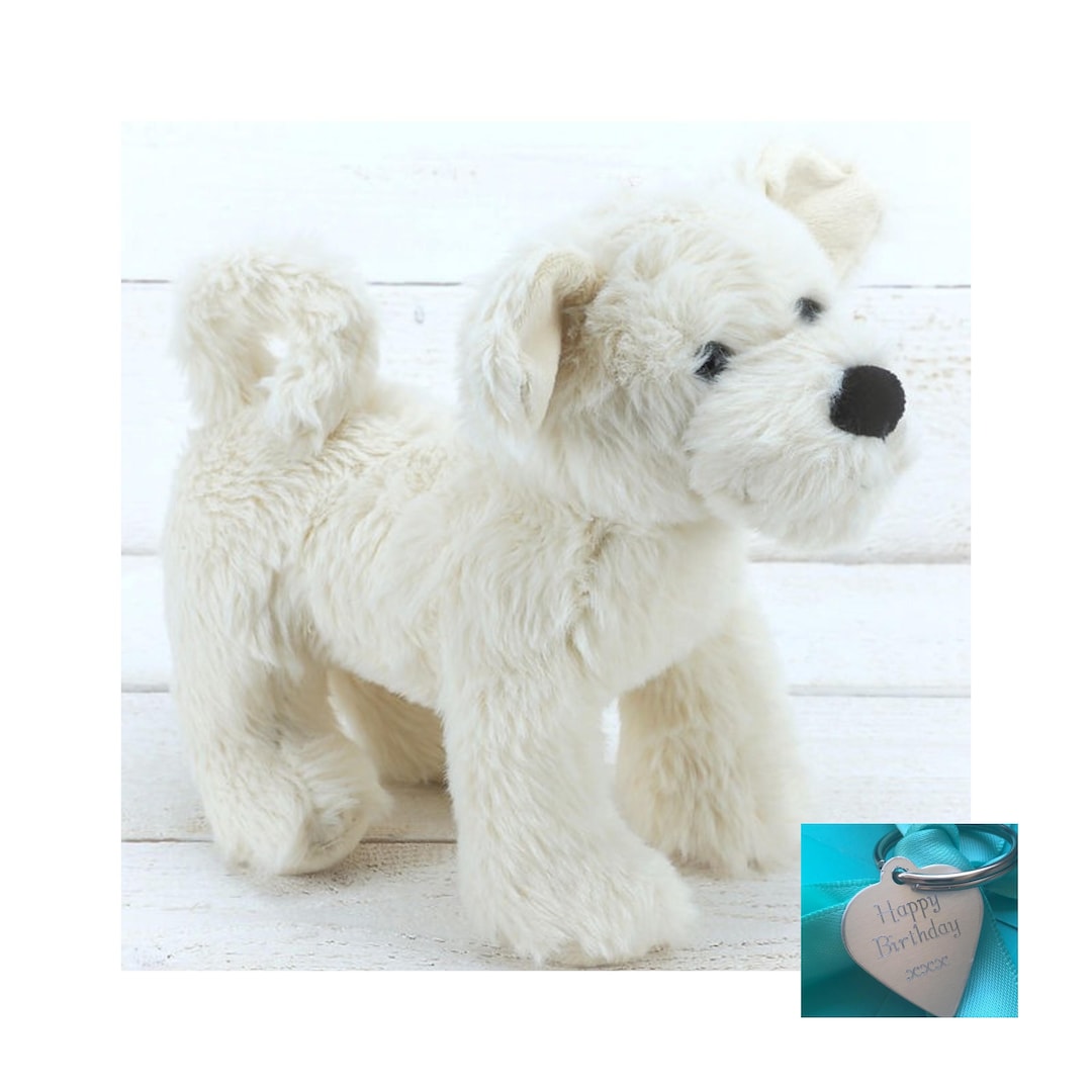 Personalised Cream Puppy Dog, Plush Soft Toy, CE/UKCA, 20cm Dog Plush ...
